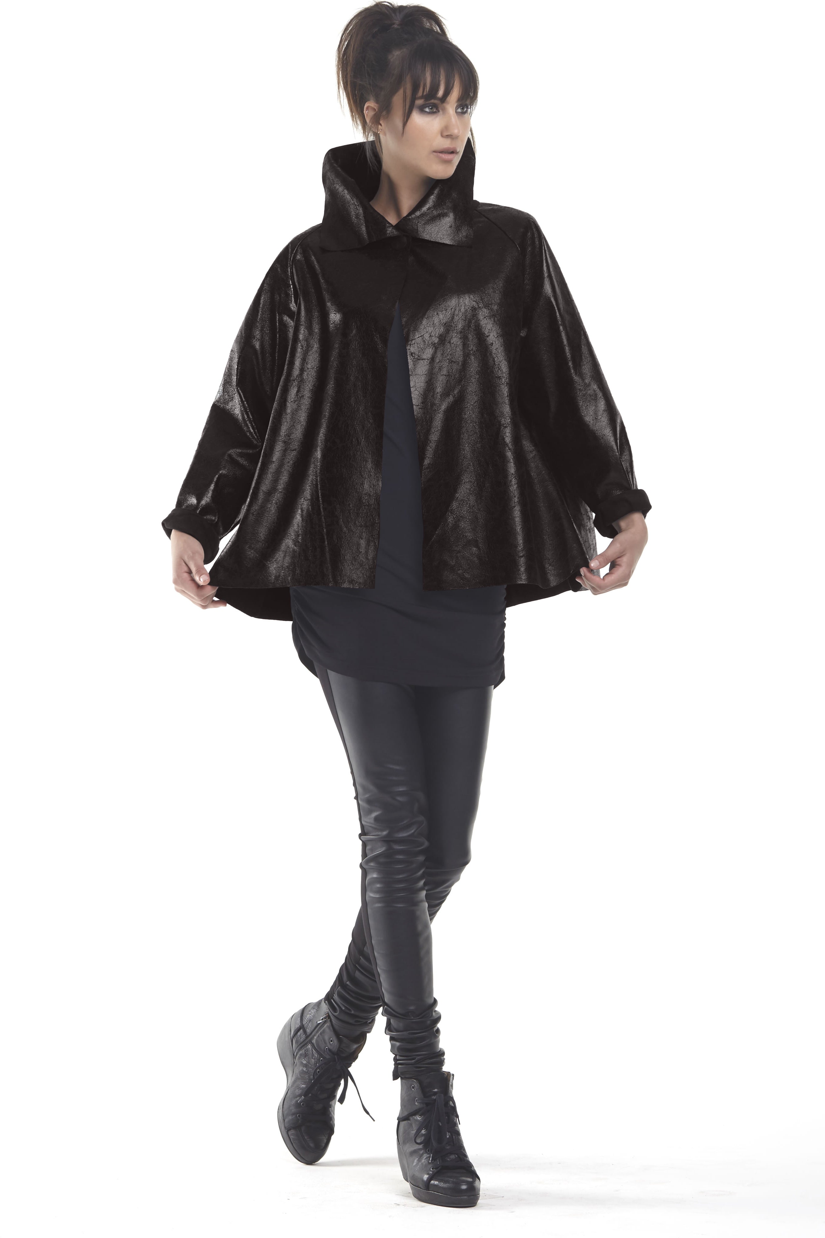 Vegan Leather Distressed Shirttail Jacket – PLANET by Lauren G